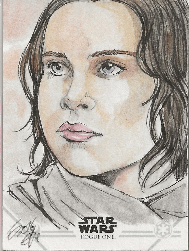 Star Wars Rogue One Elfie Lebouleux Jyn Erso Sketch Card
